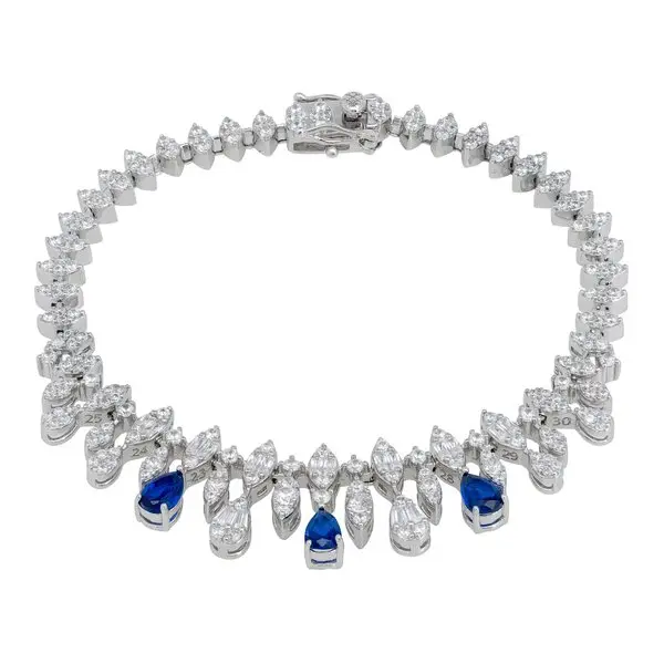 LATELITA Silver / White / Blue Duchess Sapphire Tennis Bracelet Silver - Silver/white/blue
