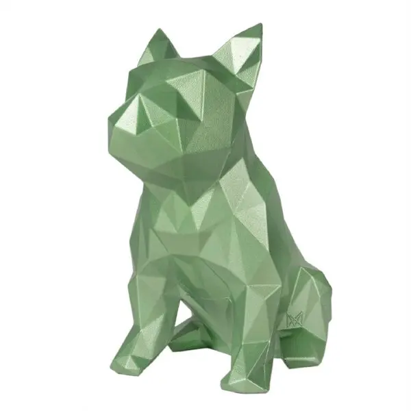 MAROKKA DESIGN French Bulldog Geometric Sculpture Frank In Sage - Green