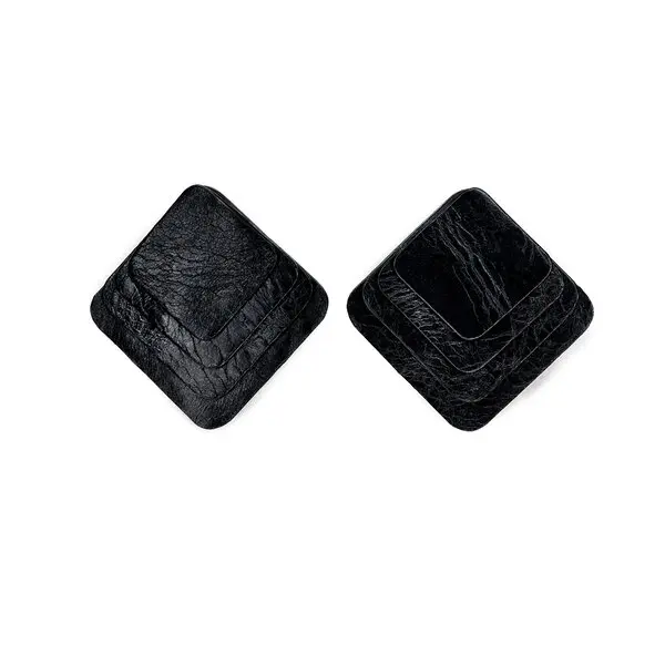 WAIWAI Layered Leather Studs - Black
