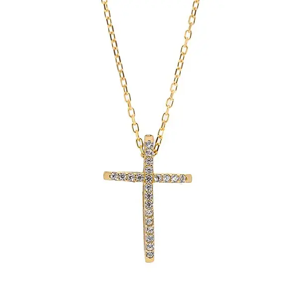 EBRU JEWELRY Unique Diamond Cross Necklace - Gold