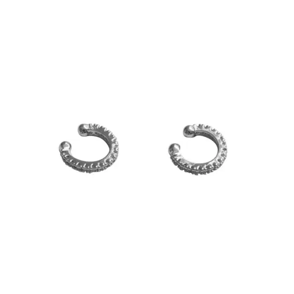 OUTOFOFFICE Double Pavé Ear Cuff - Silver