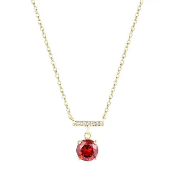 KAMARIA Birthstone Solitaire & Crystal Bar Necklace January - Red