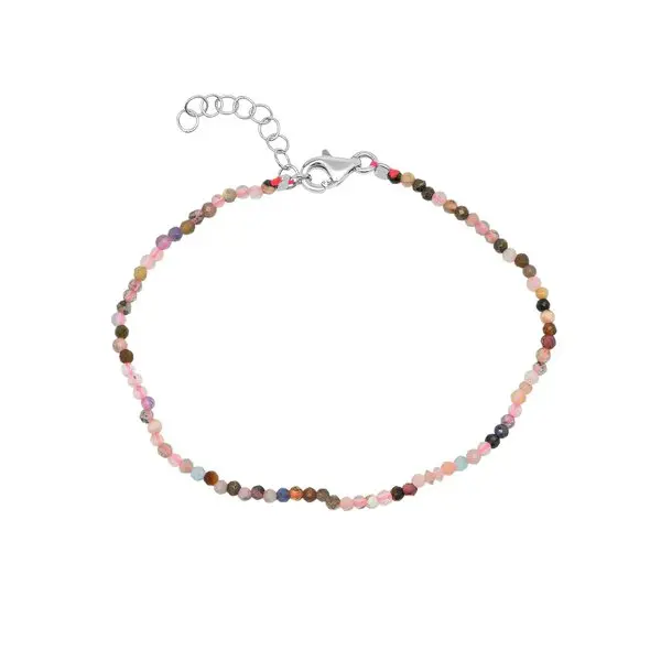 SPERO LONDON Fine Multicolour Tourmaline Sterling Silver Bracelet - Gray