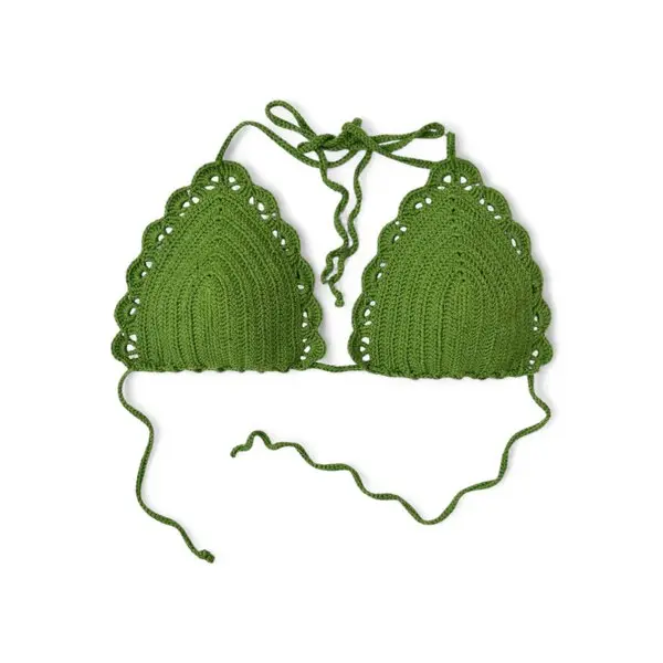 SPRINGMOONATELIER Handmade Crochet Bikini Top - Green