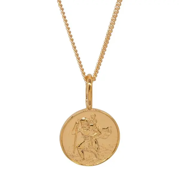 KATIE MULLALLY St Christopher & Chain In Yellow Plate - Gold