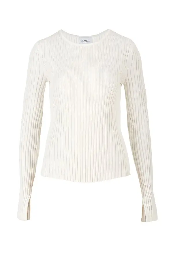 SALANIDA Brera Ribbed Long-sleeve Top - White