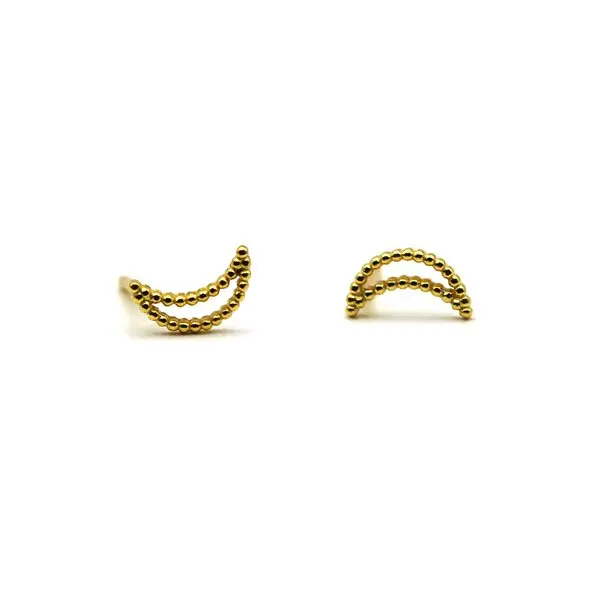 VICSTONENYC FINE JEWELRY Timeless Ball Pattern Moon Yellow Earrings - Gold