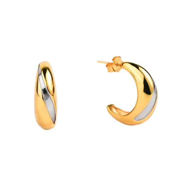 ZYNNIA COLLECTIVE Gold / Silver Two Tone Slit Hoops - Gold/silver
