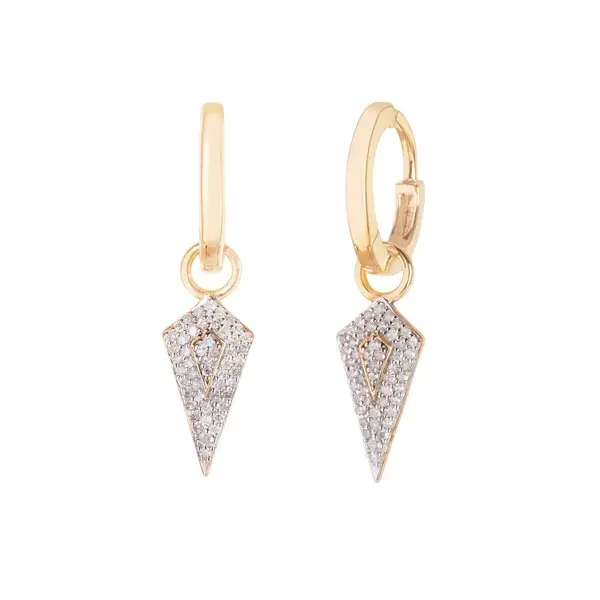 ZOHREH Diamond Rhombus Hoop Earrings 9k - Gold