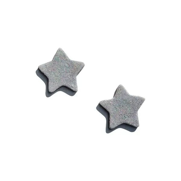 BABALOO JEWELRY Glitter Star Stud Earrings - Silver