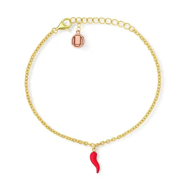 UNALOE Gold / Red Gold-plated Silver Bracelet With Red Horn Pendant - Gold/red