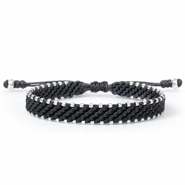 HARBOUR UK British Connection Silver Rope Bracelet - Black