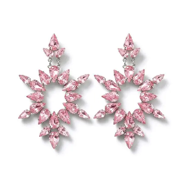 ISKRA Silver / Pink Crystal Dew Earrings Silver & Rose - Silver/pink