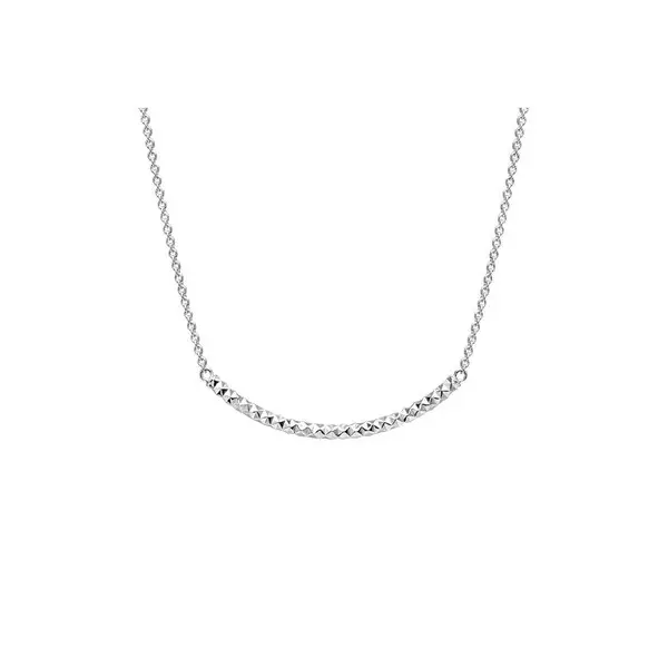 GOLD & HONEY Diamond Cut Curved Bar Necklace - Silver