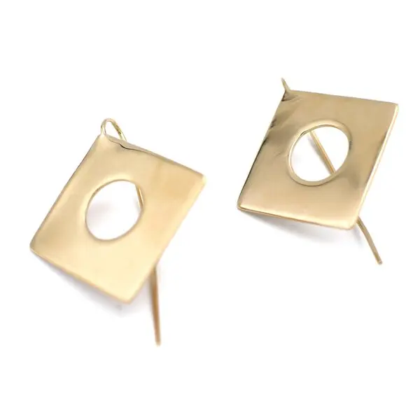 LALA SALAMA Small Diamond Shaped Gold Earrings - Silver
