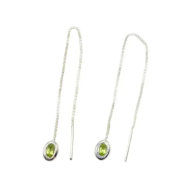 AMY DELSON JEWELRY Green / Silver Thelma Green Peridot Sterling Silver Threader Earrings - Green/silver