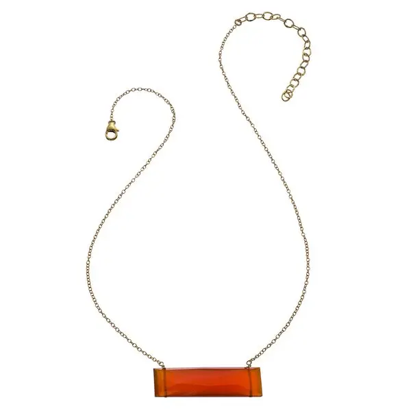 HEATHER HAWKINS Float Custom Cut Bar Semi-precious Baguette Gemstone Necklace Carnelian Gold-filled - Yellow