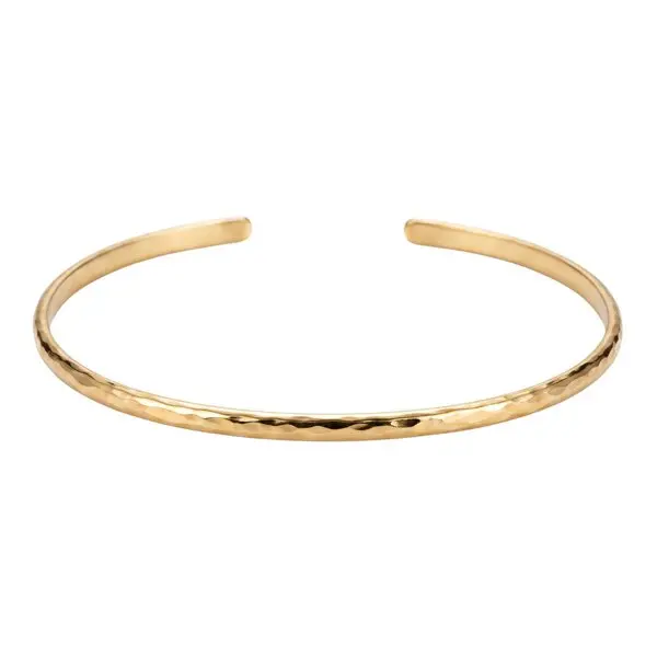 MELT'M JEWELRY Hammered Filled Cuff Bracelet, 4mm Bold Open Bangle - Gold