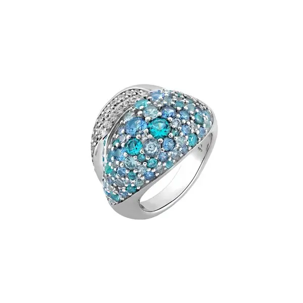 Arte Madrid Sierra Pave Open Dome Ring - Blue