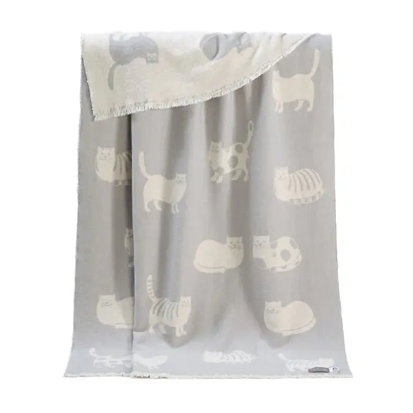 J.J.Textile Light Cat Pure Cotton Throw - Grey