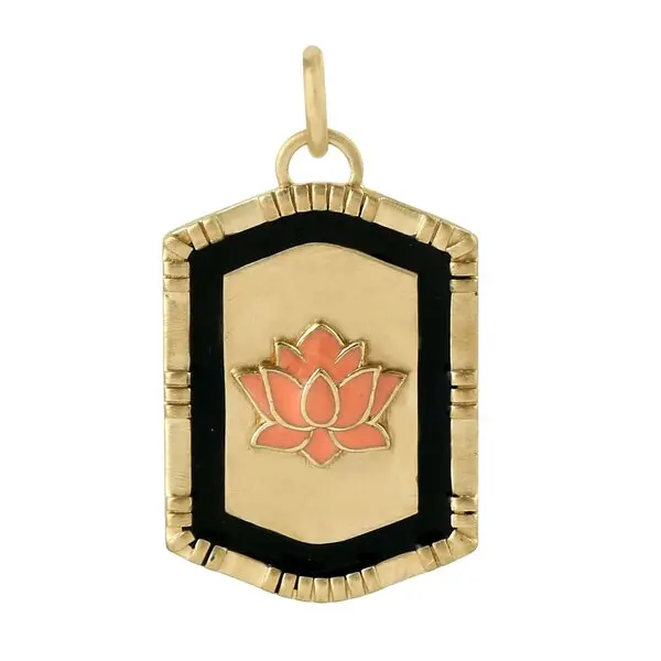 ARTISAN Lotus Enamel Pendant In 18k Yellow - Gold