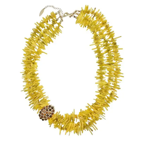 FARRA Bohemian Vibrant Multi-layer Coral Bamboo Statet Necklace - Yellow