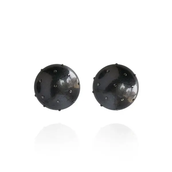 SAULE LABEL Gaia Midi Crystal Earrings In Coral - Black
