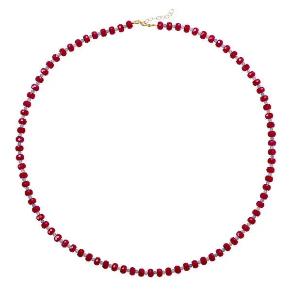 BOMBYX HOUSE Red / Blue Jumbo Ruby Aquamarine Alternating Necklace - Red/blue