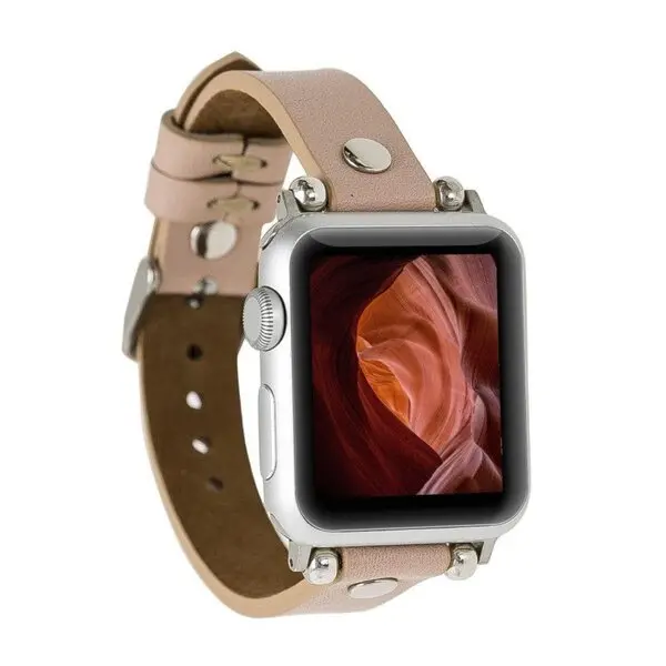 LEATHERE Neutrals Apple Watch Nude Leather Strap Detroit - Black/brown