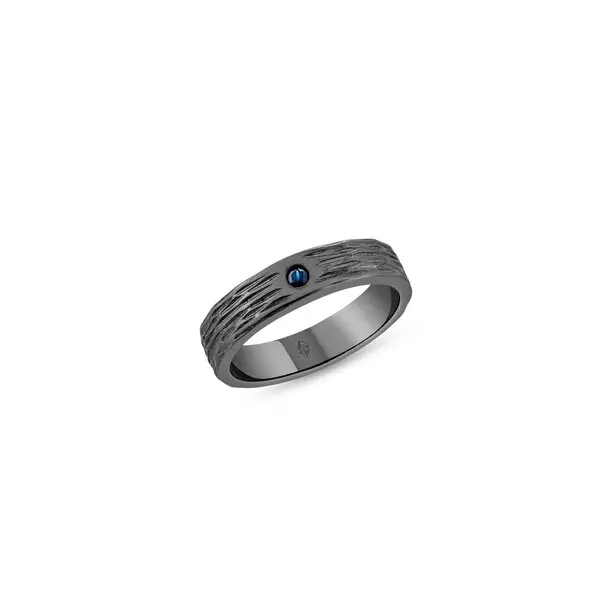 SALLY SKOUFIS Black / Blue Corrente Ring With Natural Sapphire In Premium Black Rhodium - Black/blue