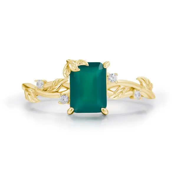 AZURA JEWELRY NEW YORK Ring Of Earth Green Onyx Yellow Vermeil - Gold