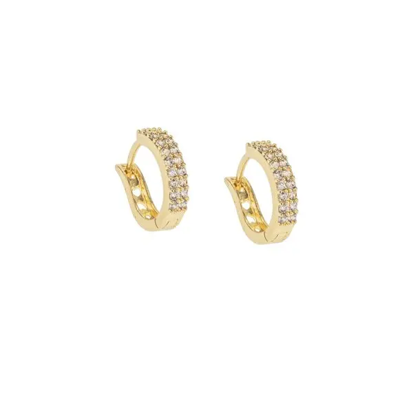SEVEN SAINTS Huggie Hoop Earrings, Over Sterling Silver With Zirconia Diamonds - Gold
