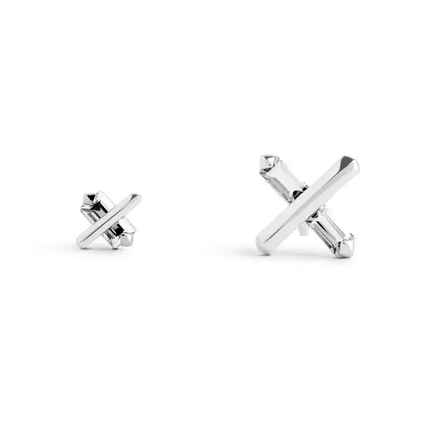 KASUN LONDON Silver / Black Butterfly Kiss Earrings April White Topaz Silver - Silver/black