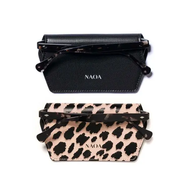 NAOA Neutrals / Two Pack Apple-leather Slim Glasses Case Leopard - Black