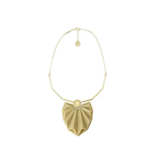GISSA BICALHO Neutrals Handmade Acrylic Necklace Choker Papyrus Kahki