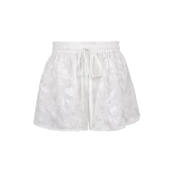 SASHA LA MER Diana Pure Jacquard Silk Shorts, Length Short - White