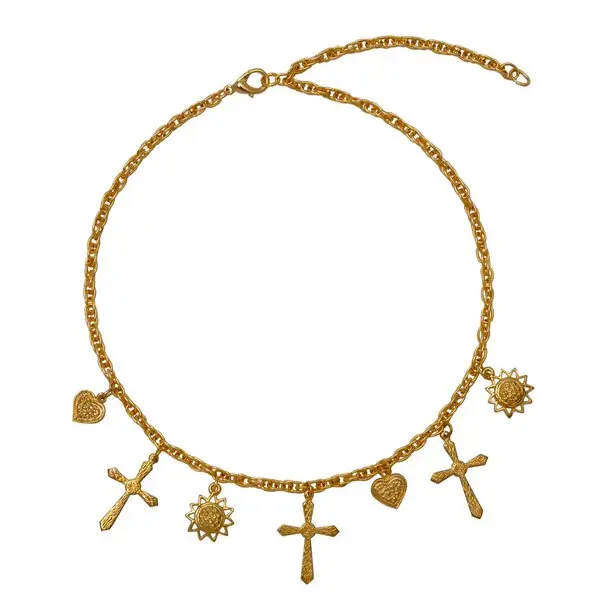 CARAMEL VINTAGE JEWELLERY Vintage Plated Believe Cross Necklace - Gold