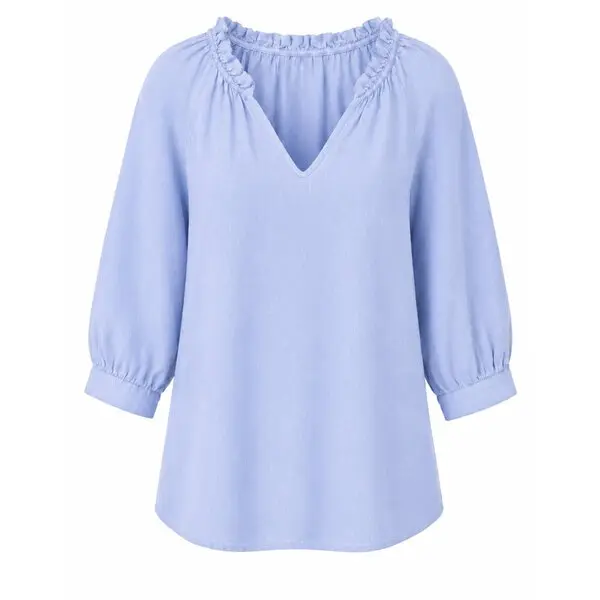 LUELLA FASHION Margaux V-neck Linen Top Iris - Blue