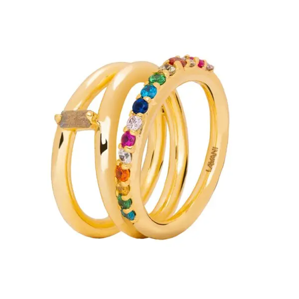 LAVANI JEWELS Plated Multicolored Idol Ring - Gold