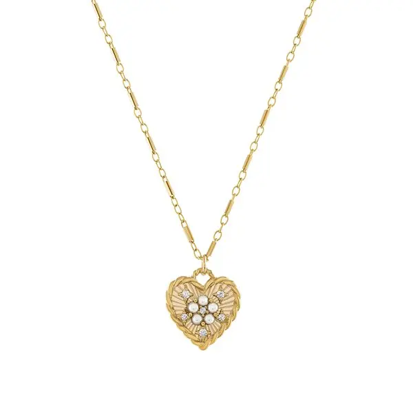 OLIVIA LE Bella Heart Pearl Necklace - Gold