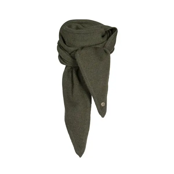 TIRILLM Ayla Small Neck Scarf In Soft Pure Cashmere, Olive - Green