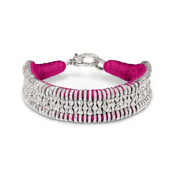CARAVAN OF STONES Fuschia Silver Stacker - Pink