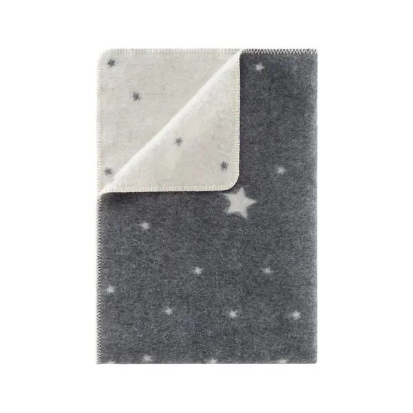 J.J.Textile Twinkle Star Small Merino Wool Blanket - Grey