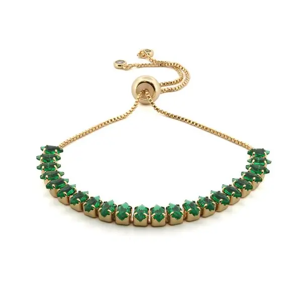 EBRU JEWELRY Gold / Green Emerald Glow Adjustable Gold Bracelet Green - Gold/green