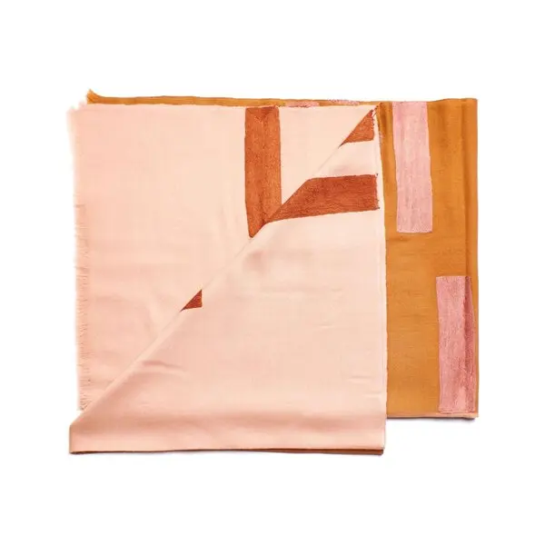 STUDIO VARIOUSLY Canyon Hand Embroidered Hand Woven Merino Blend Scarf - Orange