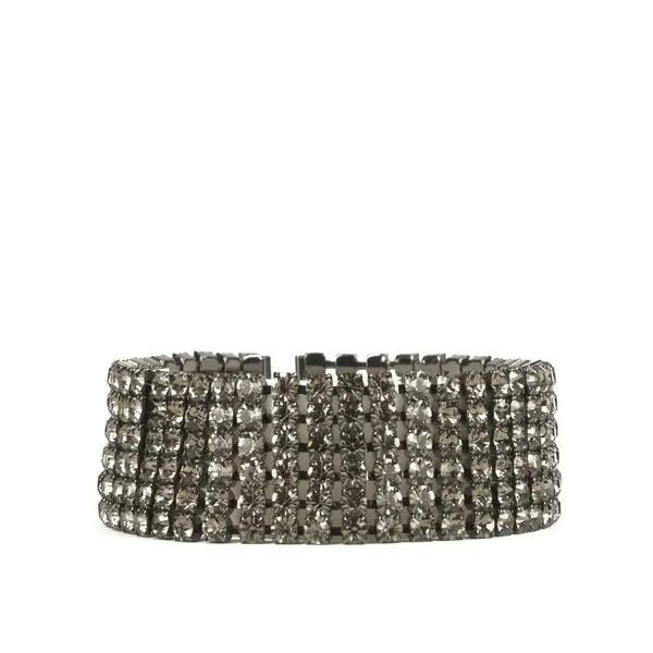 ADDICTED2 Asteria Bracelet With Strands Of Rhinestones In Oxidized Silver - Black