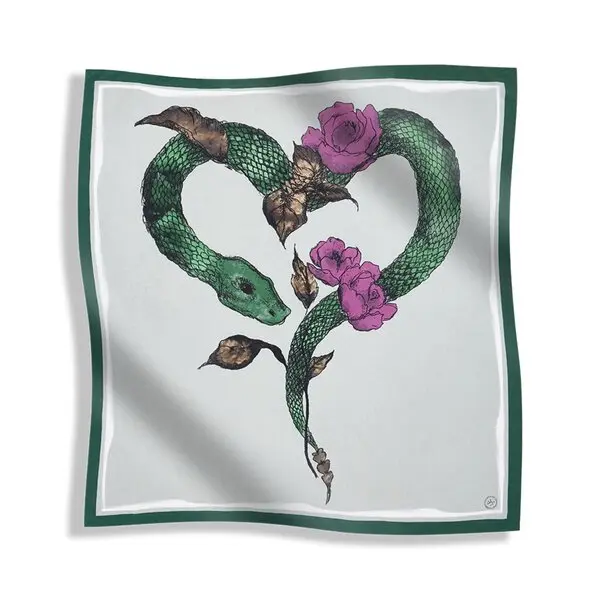 SELIN KUCUKSOZ Heart Of Transformation-silk Scarf Emerald - Blue/red