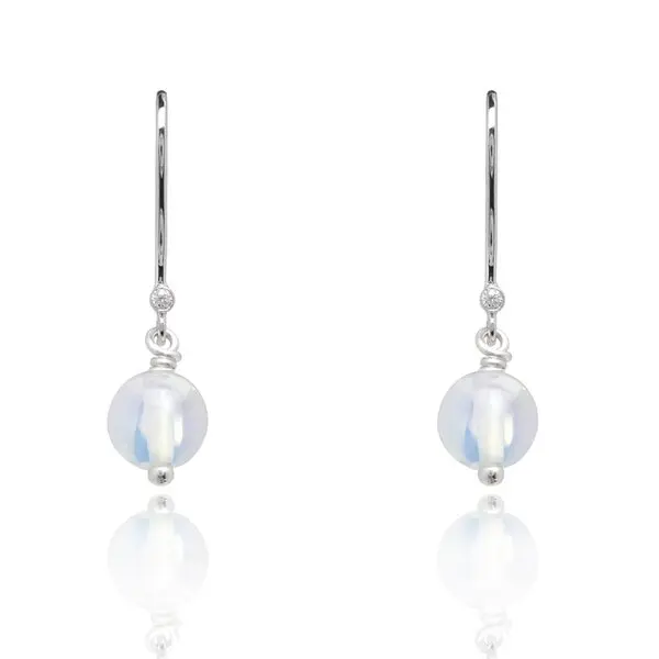 KAIZARIN Neutrals October Birthstone Earrings In Opal Set In Eighteen Carat Gold Hooks - White