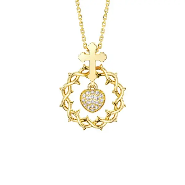 VANIMY The Sacred Heart Dangle Pendant Necklace - Gold