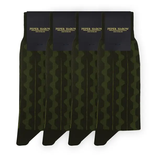 PEPER HAROW - MADE IN ENGLAND Grooms’s Socks Bundle Groove Olive - Green